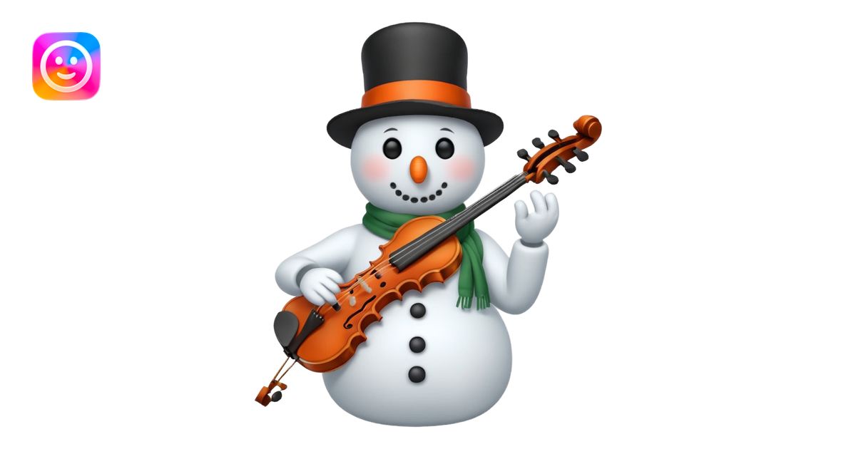 Snowman with Musical Instrument violin emoji | AI Emoji Generator