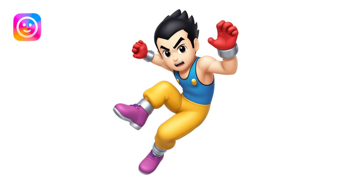 Astroboy being kicked by wario emoji | AI Emoji Generator