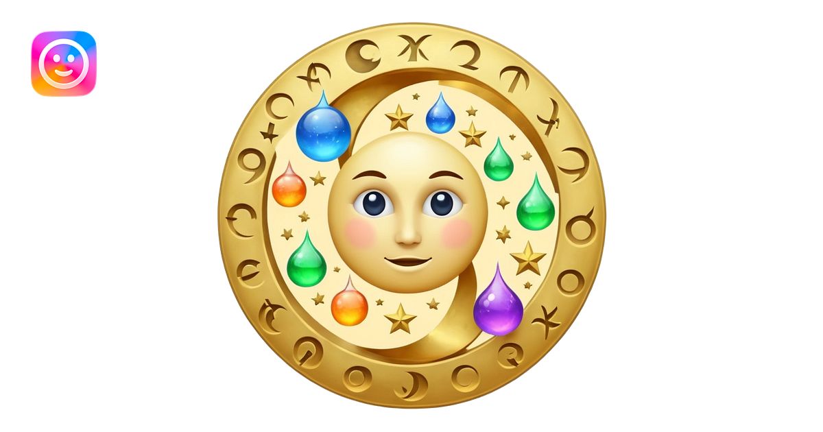 moon with spinning alchemy symbols dizzy emoji | AI Emoji Generator