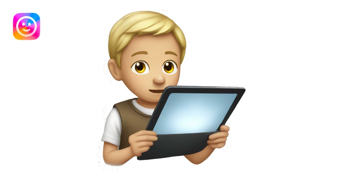 child looking at turned on tablet emoji | AI Emoji Generator