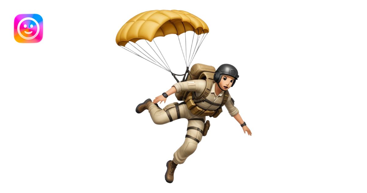 PUBG character falling from the sky with parachute deployed emoji | AI ...