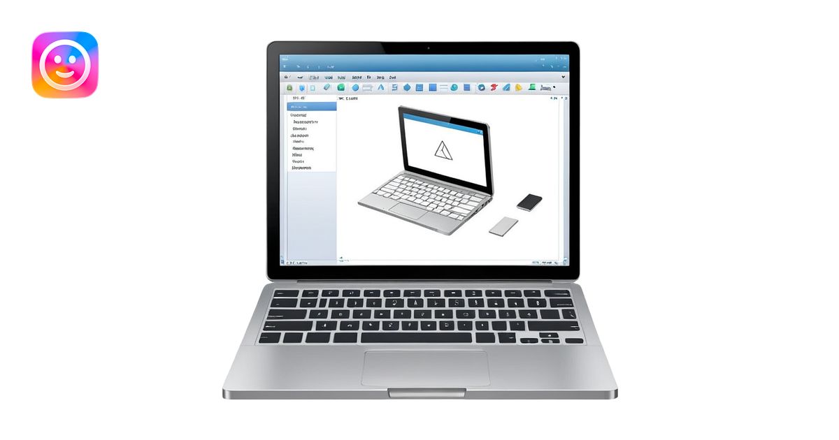 create an emoji of a laptop that has autocad architectural drawings on ...