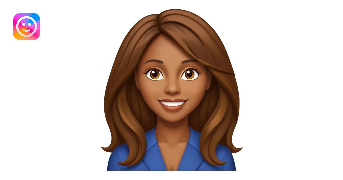 Deborah Cox with long brown hair emoji | AI Emoji Generator