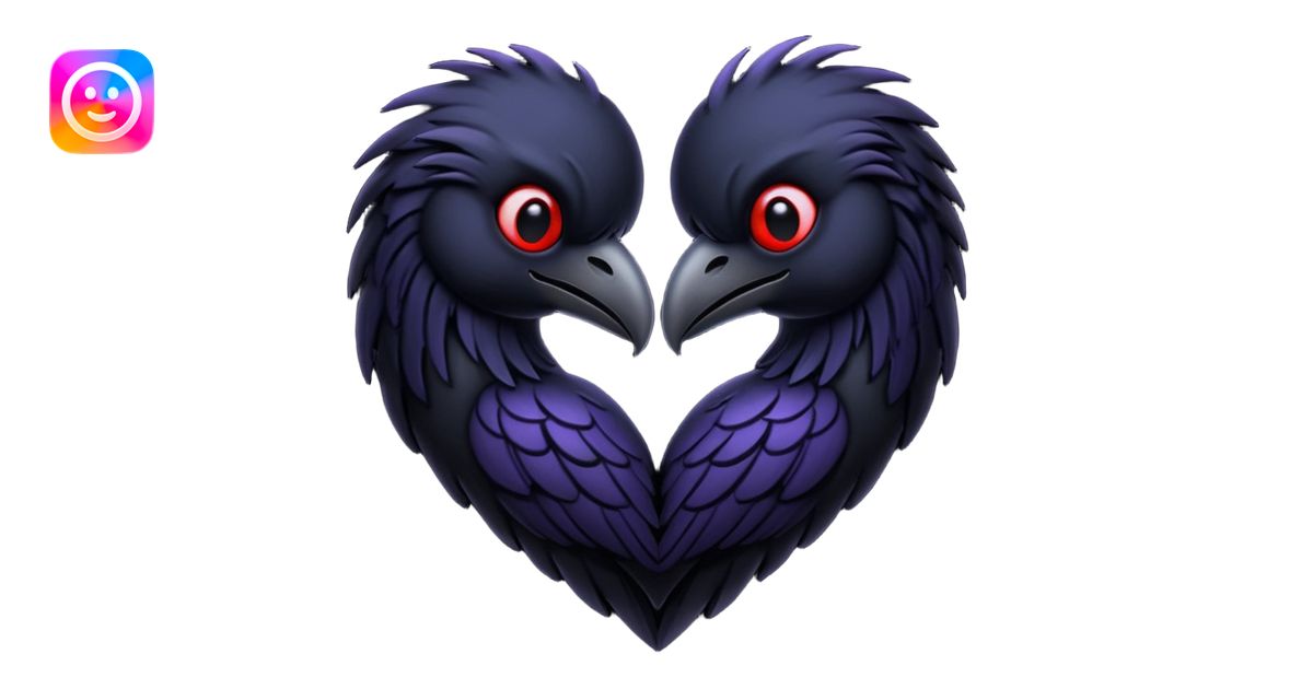emo heart with night sky and dark ravens emoji | AI Emoji Generator