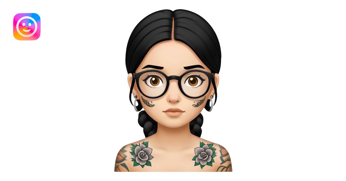 young girl with face tattoos wearing glasses and black hair emoji | AI ...