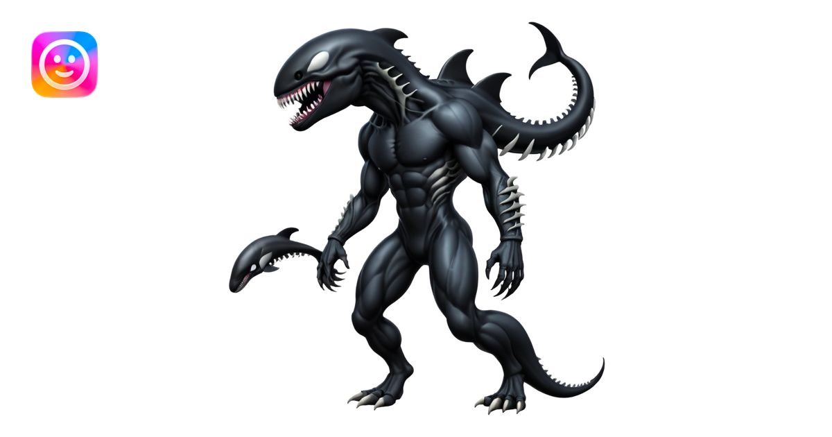 Venom-Xenomorph-Orca-hybrid-fantasy-creature (full body) emoji | AI ...