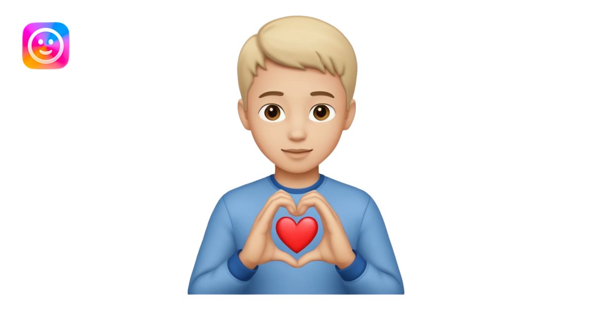 Un garçon beau qui fait un cœur emoji | AI Emoji Generator
