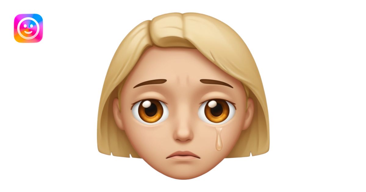 Realistic Sad face with tear in eye emoji | AI Emoji Generator