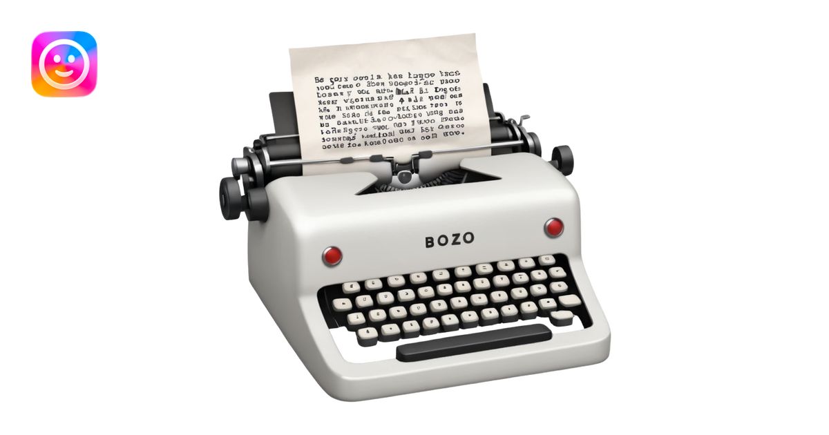 Typewriter typing on paper that says bozo emoji | AI Emoji Generator