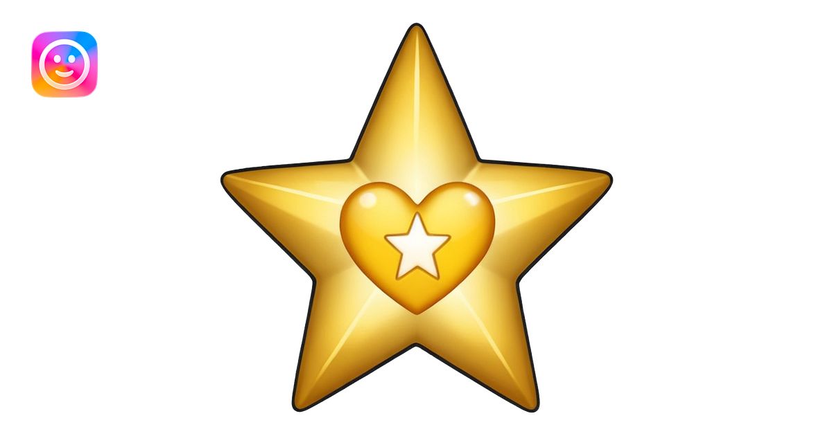 A star with a heart inside, golden and black emoji | AI Emoji Generator