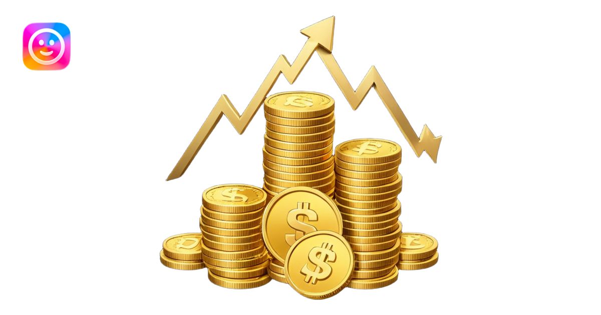 emoji for economy showing stack of coins and rising chart emoji | AI ...