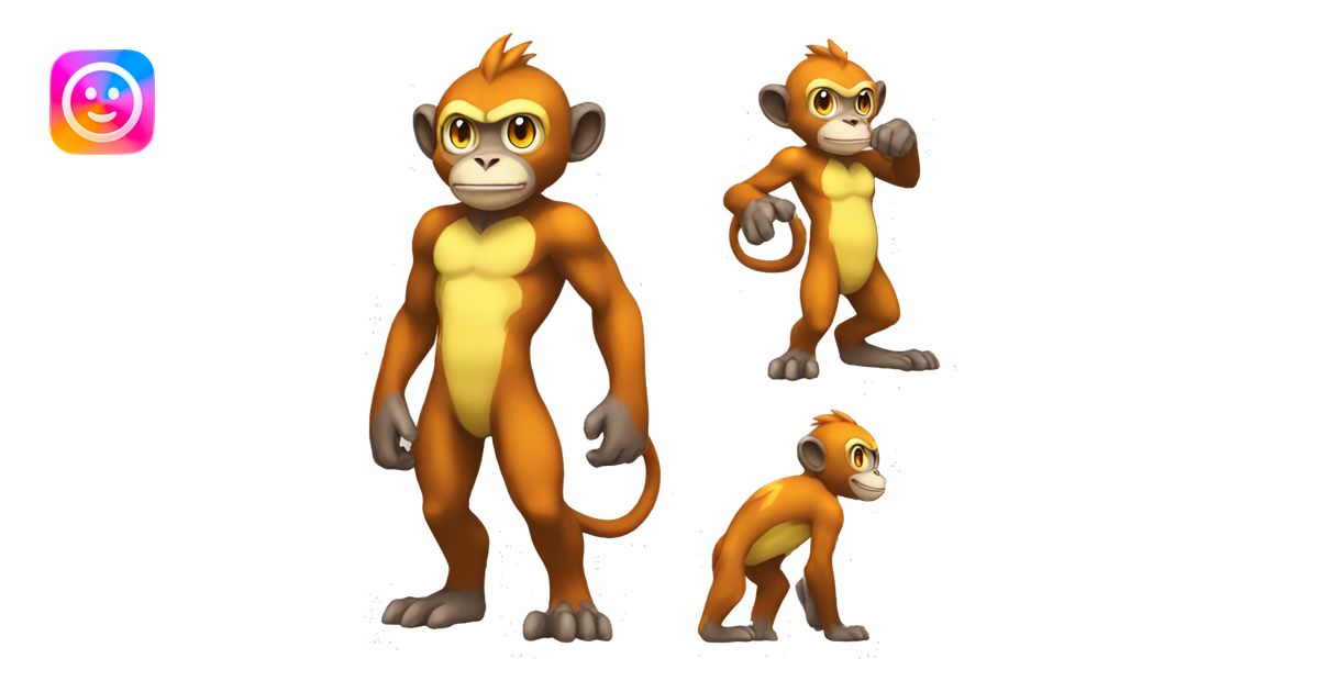 Shiny-Fire-Pokémon-Fakemon-Monkey full body emoji | AI Emoji Generator