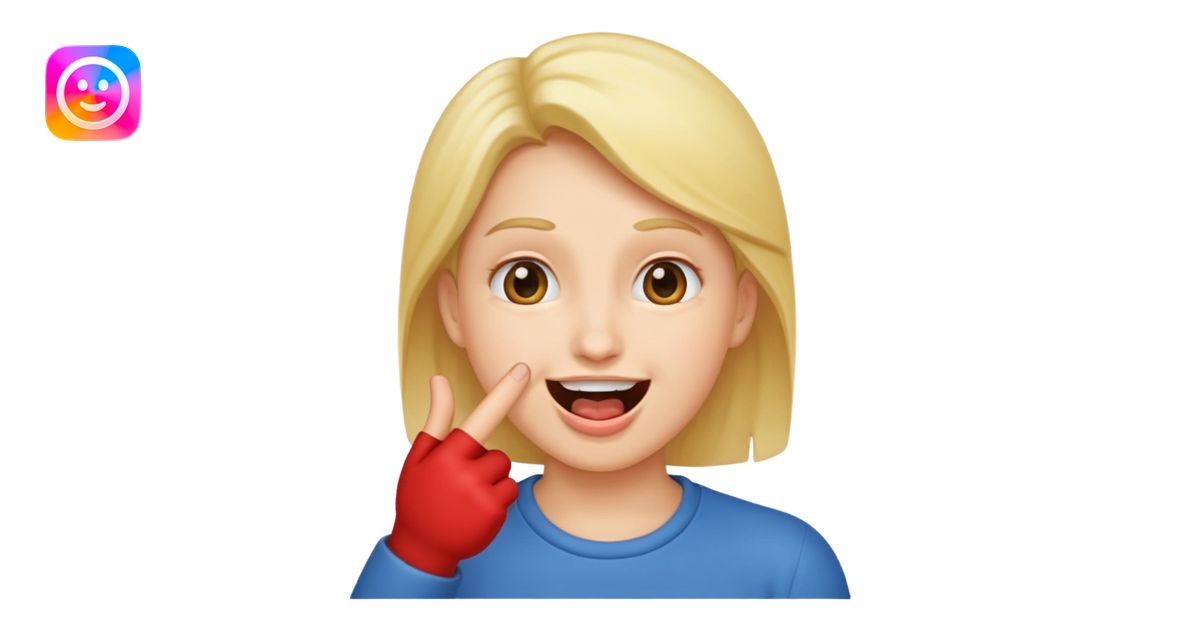 A smiling face with open mouth and taking is finger inside mouth emoji ...