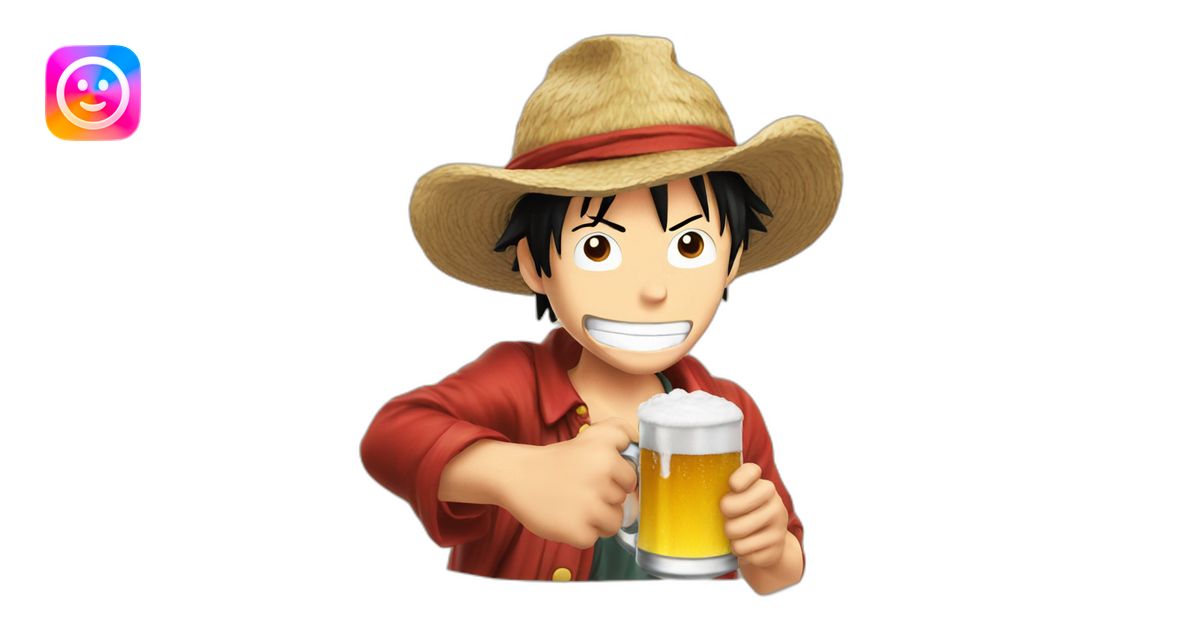 Luffy drink a beer emoji | AI Emoji Generator