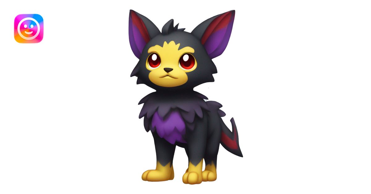 Cute cool dark black red purple yellow animal hybrid Fakemon full body ...