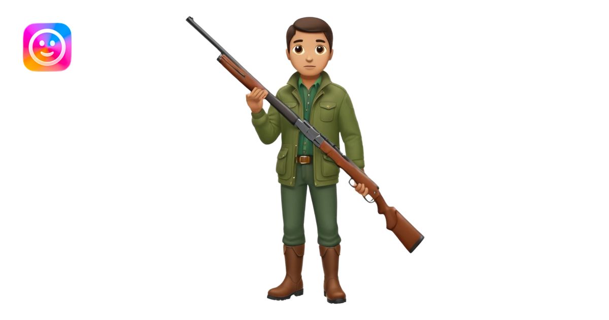 man hunter with a shotgun slung over shoulder, confident stance emoji ...