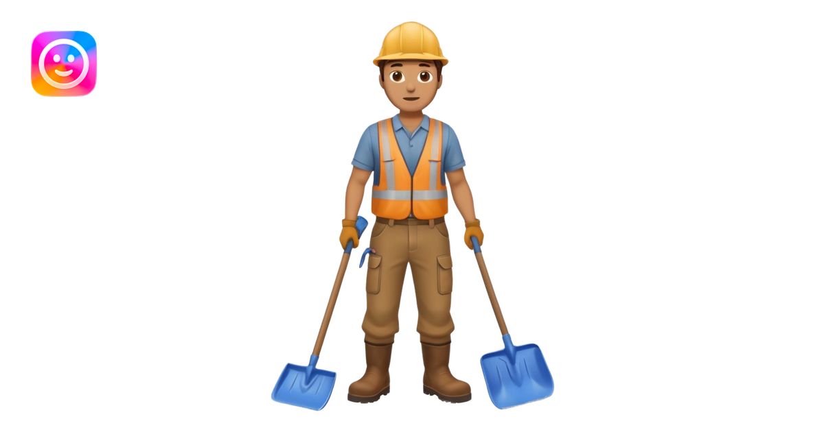 Landscaping company worker, shoveling, full body emoji | AI Emoji Generator