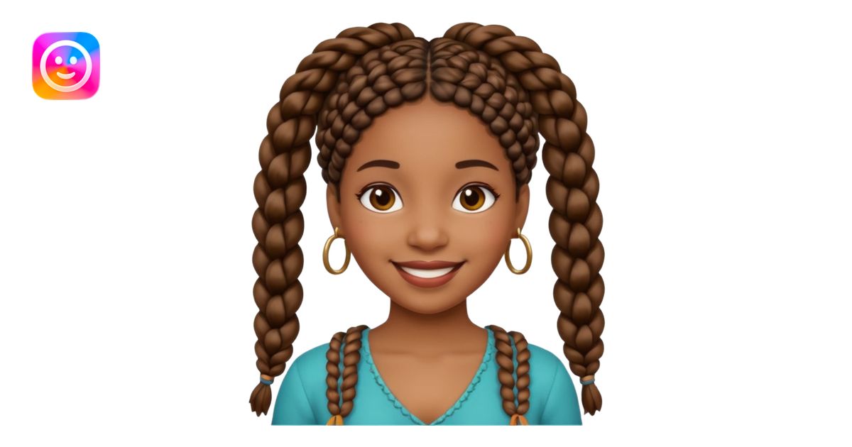 black girl with boho braids, smiling, apple emoji style emoji | AI ...