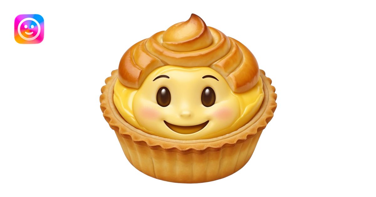Hong Kong egg tart with flaky crust and yellow custard filling, smiling ...