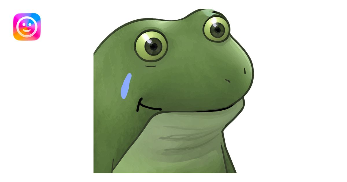 sad crying emoji, green bufo frog meme style, expressive face, single ...