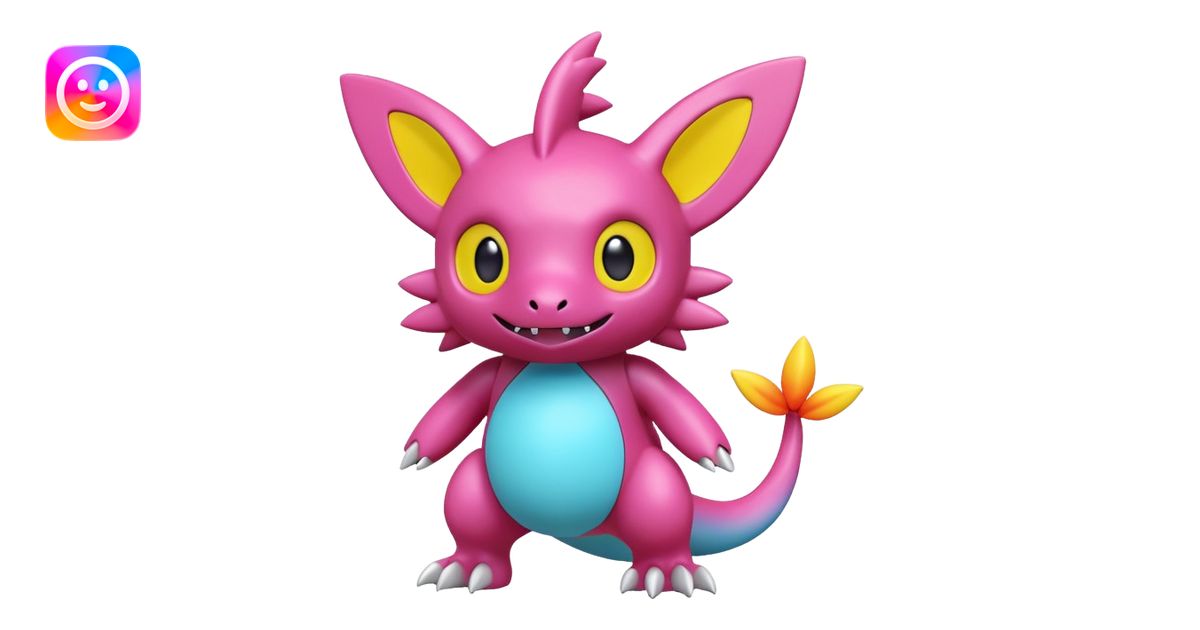 A 3D CGI model of a randomly-colored kawaii Fakémon-Pokémon-Digimon ...