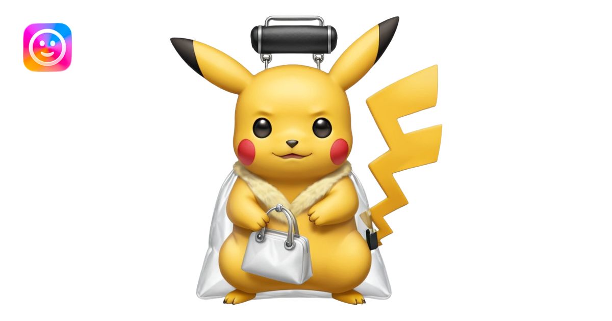 pikachu with transparent bag of white powder emoji | AI Emoji Generator