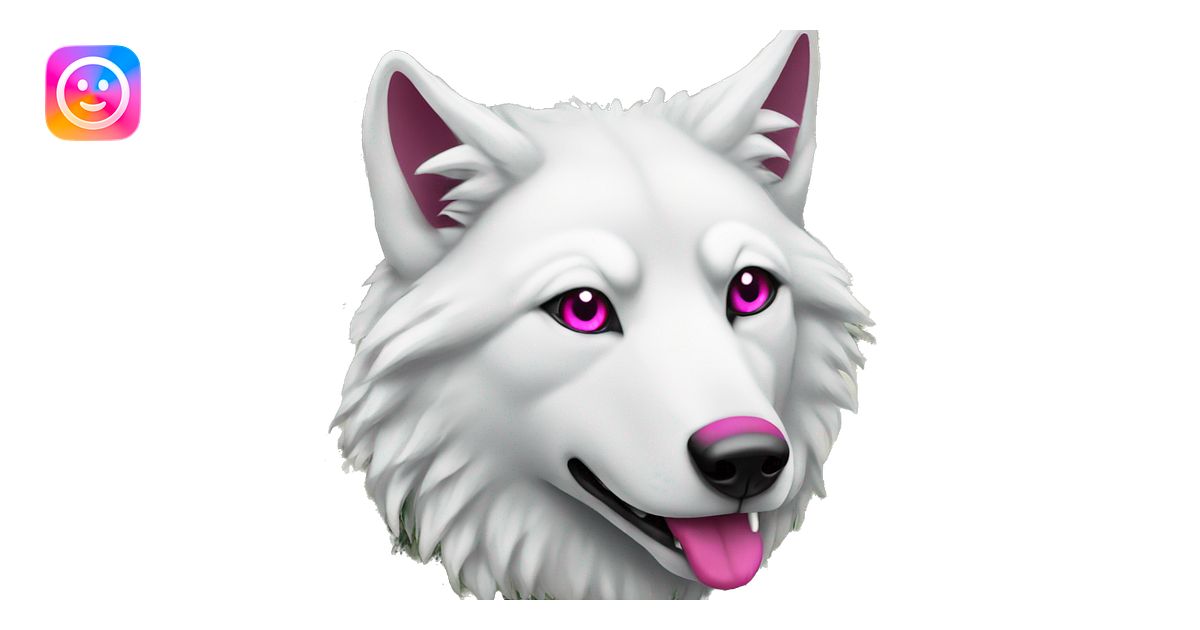 white wolf with dark pink eyes around money emoji | AI Emoji Generator