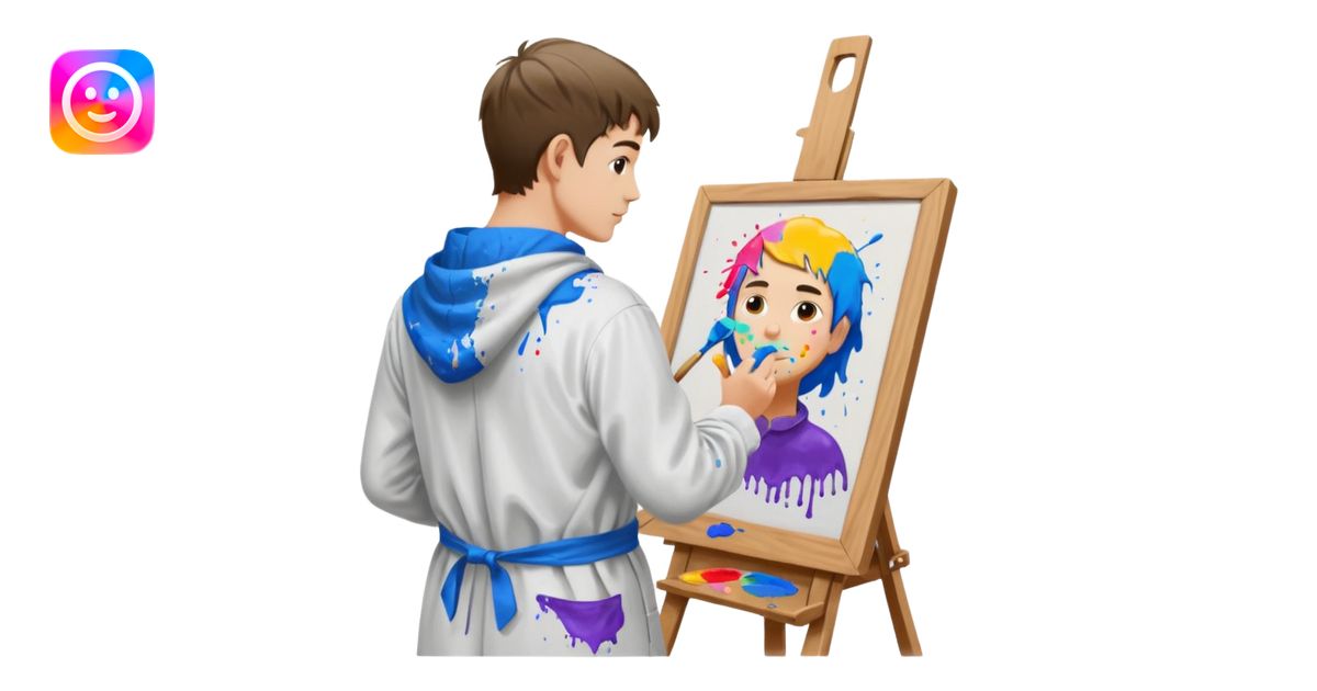 the white artist stands with his back to the painting, painting a ...