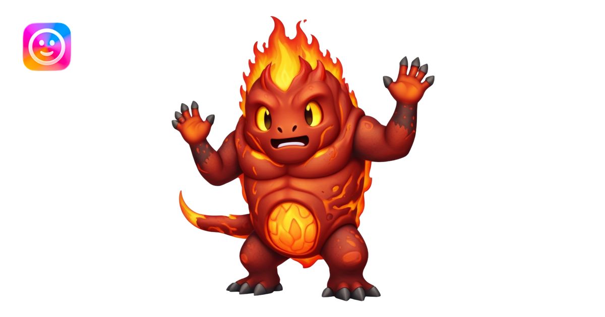 a mystical fast lava creature without arms with molten lava on its head ...