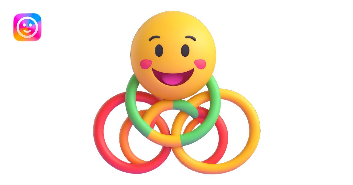 3D smiley emoji, round shape, with gymnastics rings, sporty face emoji ...