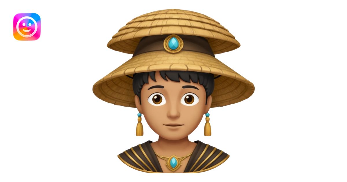 ancient roman conical hat, black, half body emoji | AI Emoji Generator