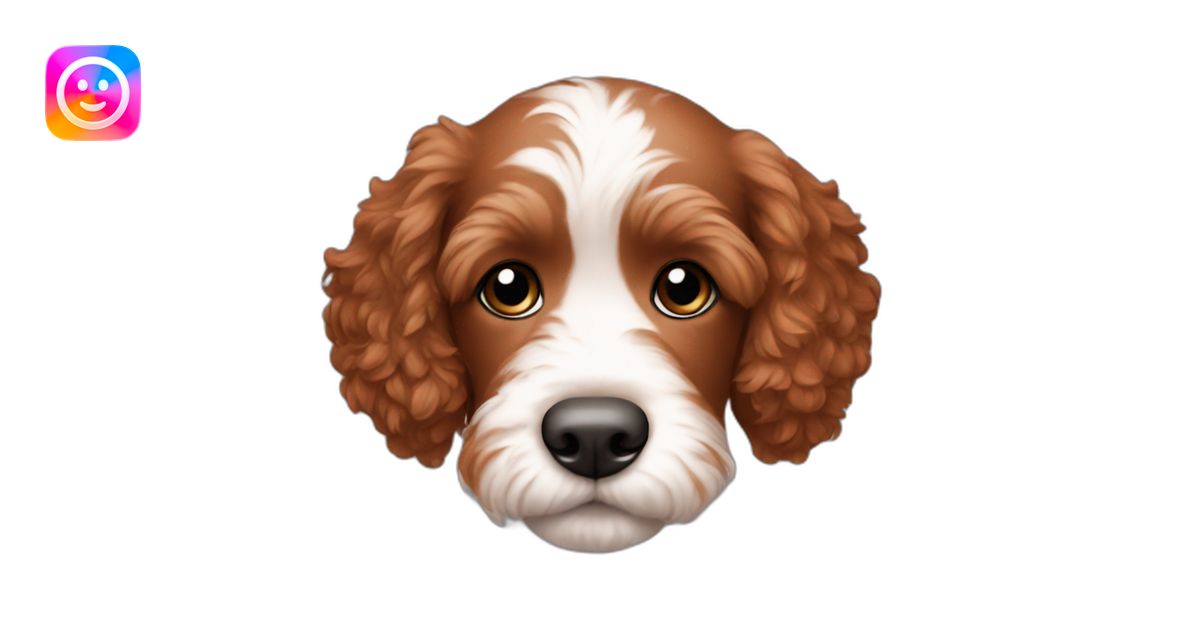 Reddish brown coloured Cockapoo puppy face emoji | AI Emoji Generator