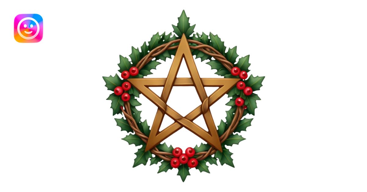 yule pentacle, evergreens, berries emoji | AI Emoji Generator