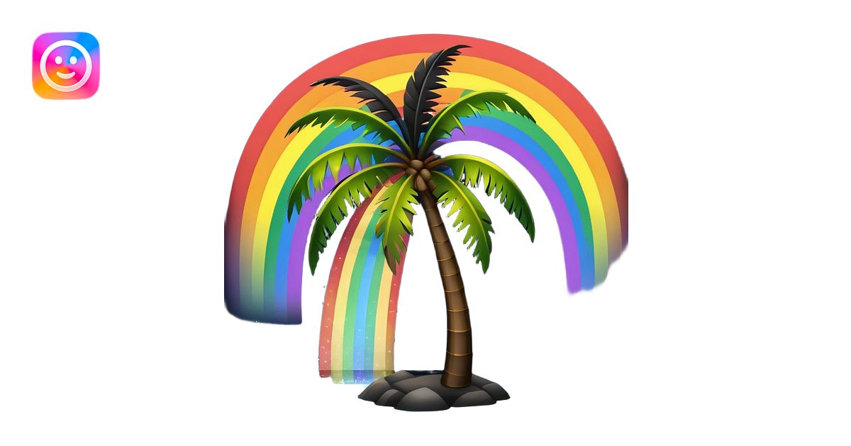Palmera negra con un arcoiris de fondo en la noche emoji | AI Emoji ...