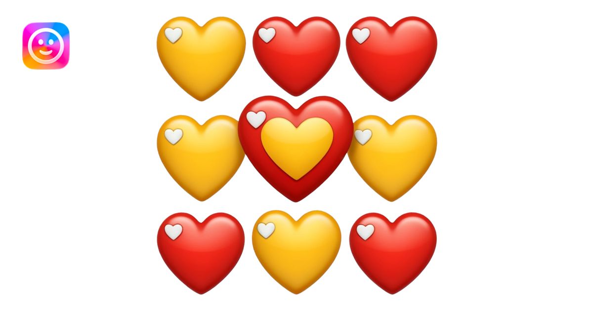 red white and yellow heart emojis, create combo emoji emoji | AI Emoji ...