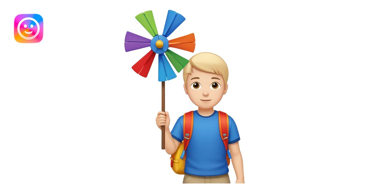 Boy carrying toy windmill backpack emoji | AI Emoji Generator