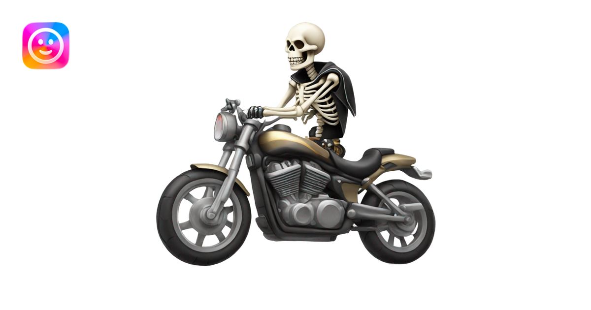 Skeleton on motorcycle emoji | AI Emoji Generator