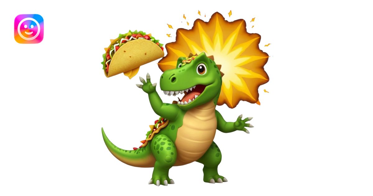 Dinosaur farting out a explosion with a taco in hand emoji | AI Emoji ...