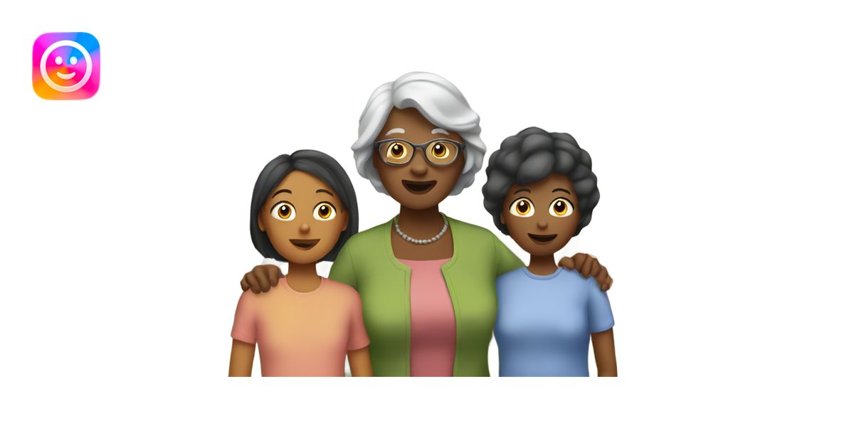 A woman visiting her grandma, aunt and cousin emoji | AI Emoji Generator