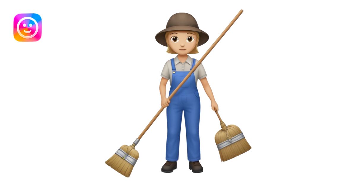 street sweeper with broom emoji | AI Emoji Generator
