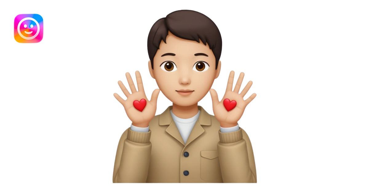 Carazon coreano uniendo dos manos con los dedos corazon y pulgar emoji ...
