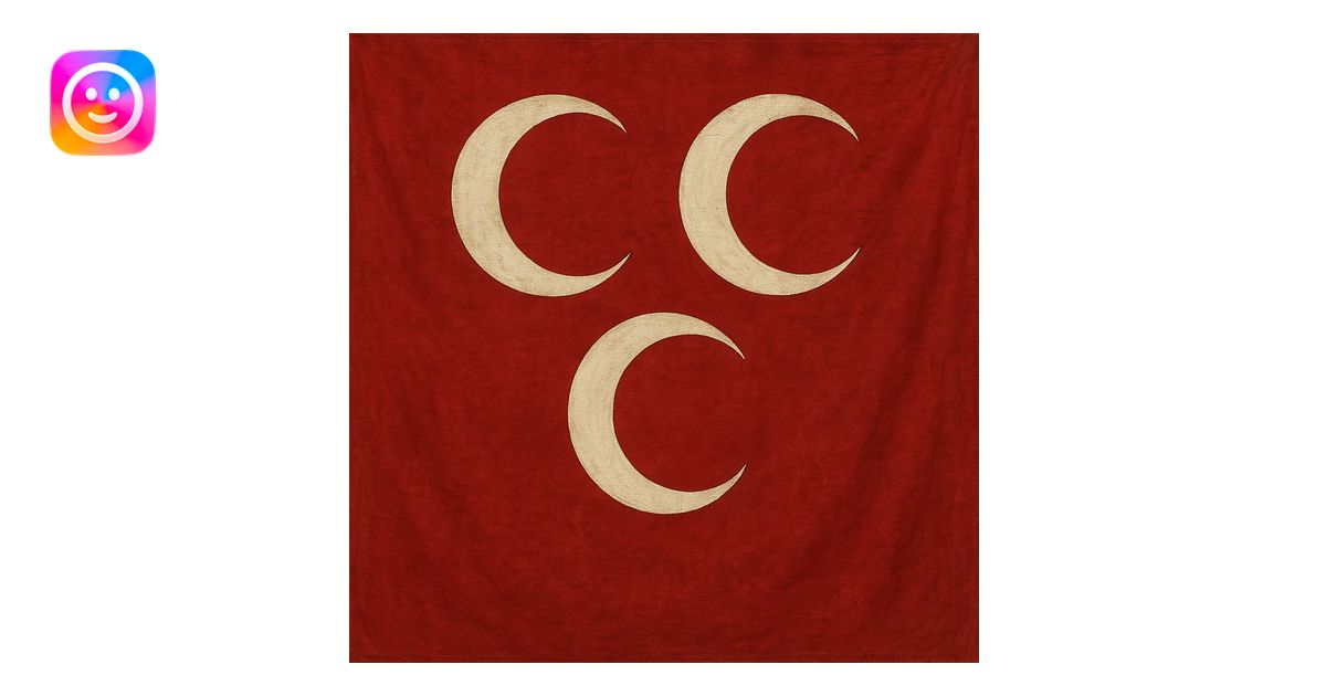 Ottoman Empire flag with red background and three white crescents ...