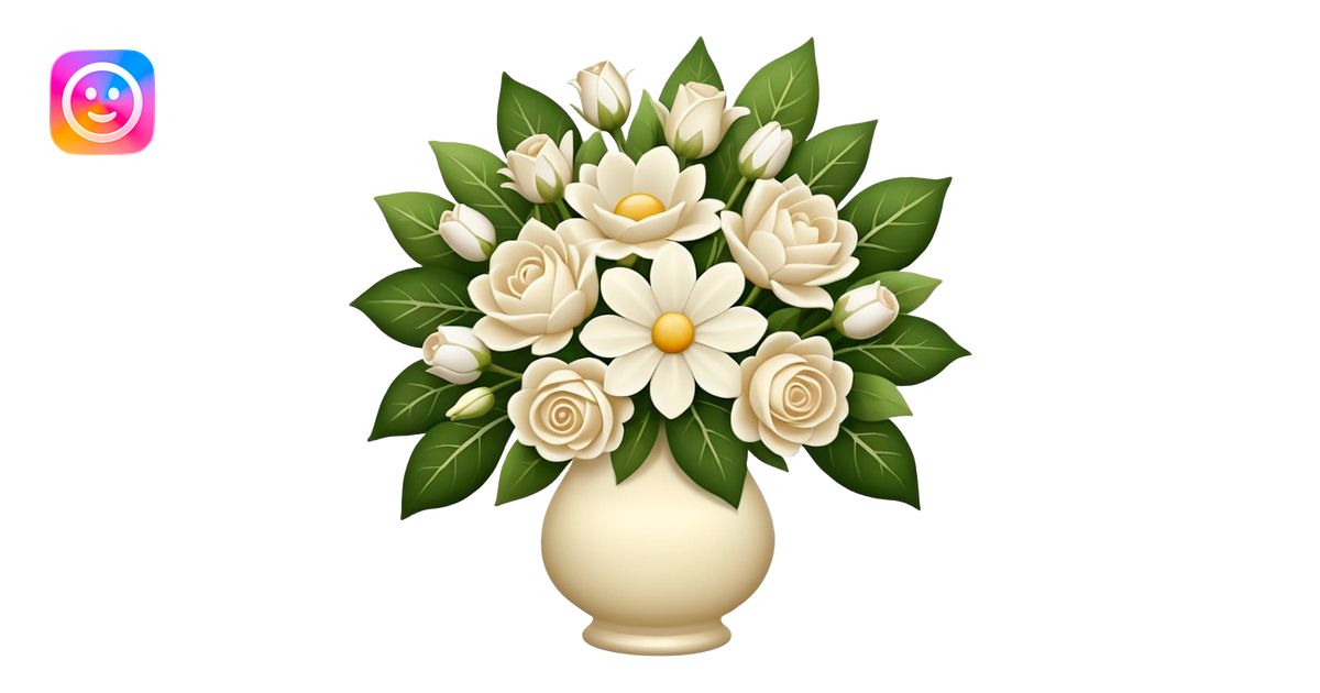 flower arrangements in a cream and white bouquet emoji | AI Emoji Generator