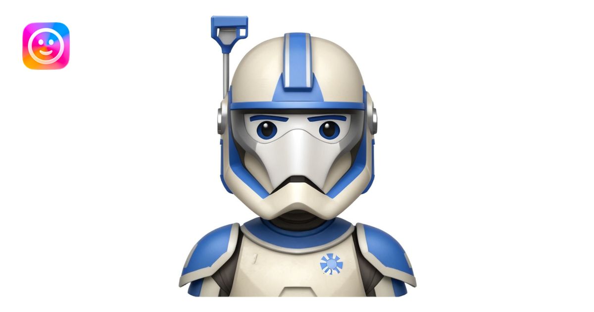 Captain Rex from Star Wars, apple style emoji, blue helmet markings ...