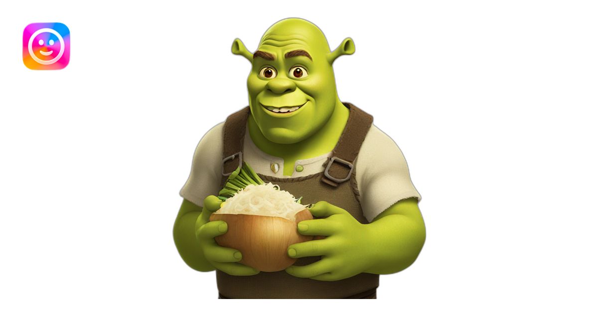 Shrek eating onion emoji | AI Emoji Generator