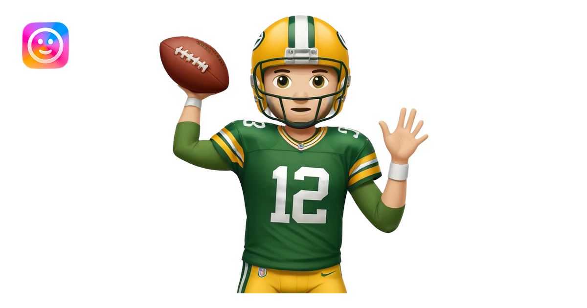 Green Bay packers player throwing the football emoji | AI Emoji Generator