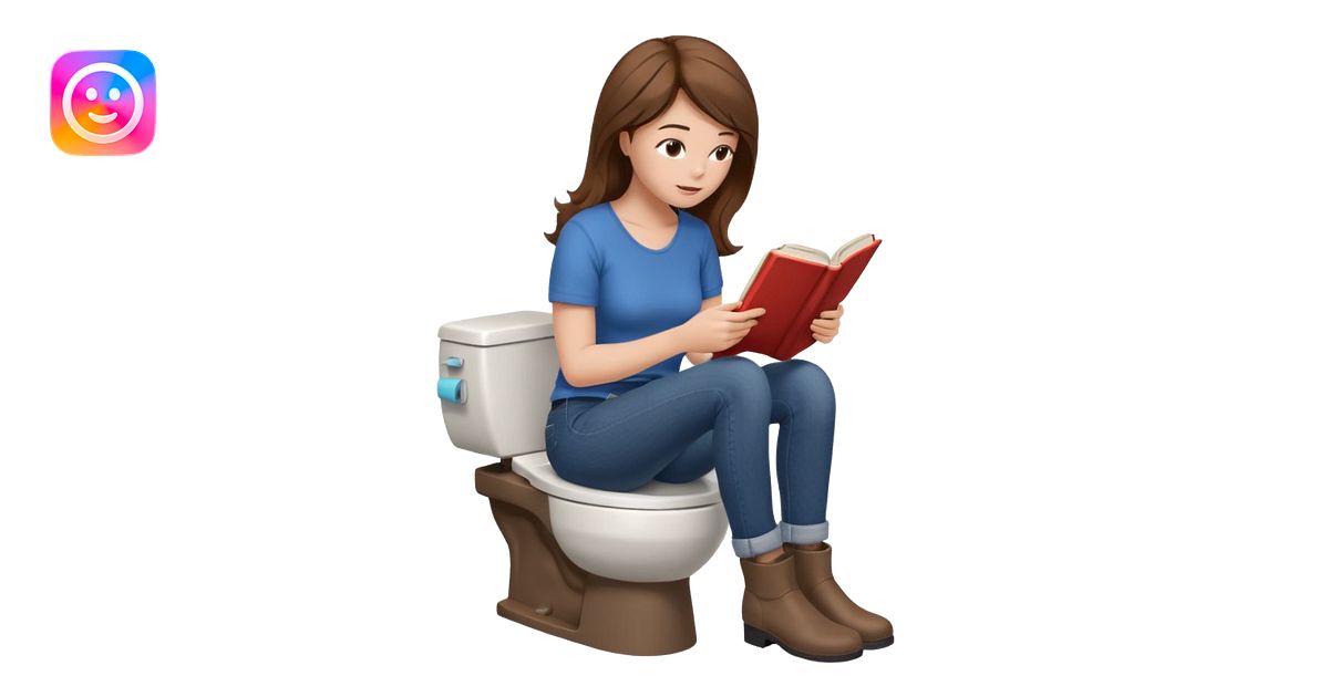 A woman is sitting on the toilet, her pants are pulled down and she it ...