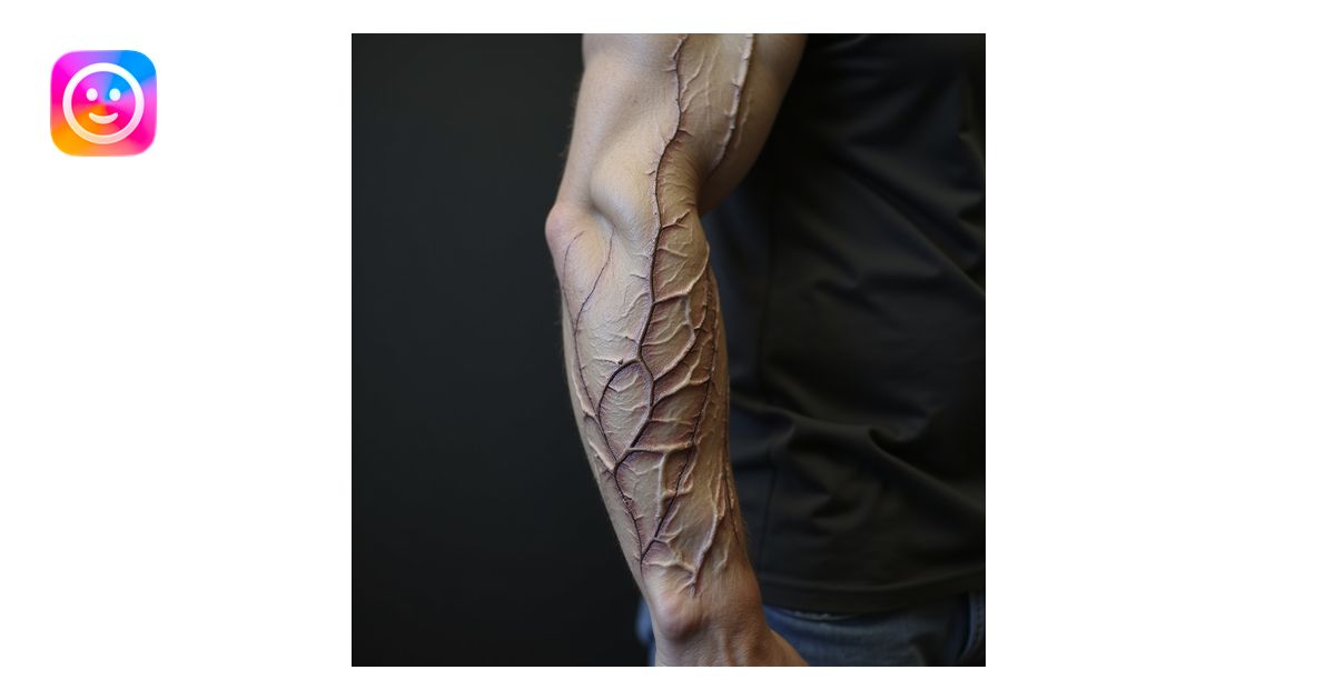 large muscular veiny forearm only, realistic style, no hand or upper ...