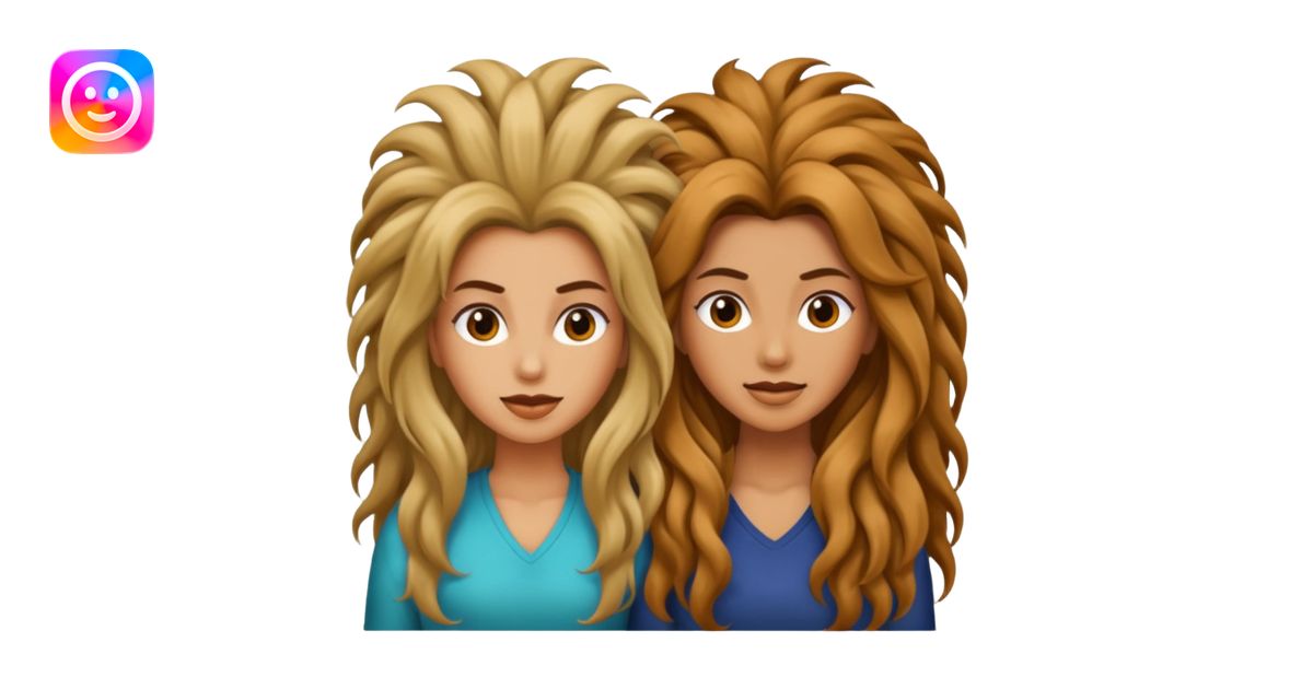 2 women with long crazy hair emoji | AI Emoji Generator