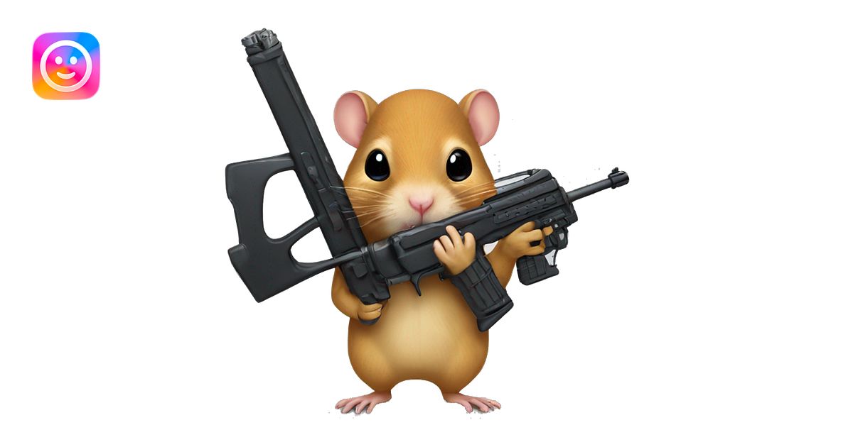 gerbil holding giant gun with a ski mask on emoji | AI Emoji Generator